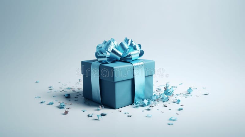 Gift Box Blue Surprise with a Bow .Generative AI Stock Illustration ...