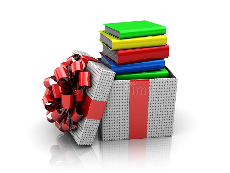 Gift box with books stock illustration. Illustration of package - 27687068