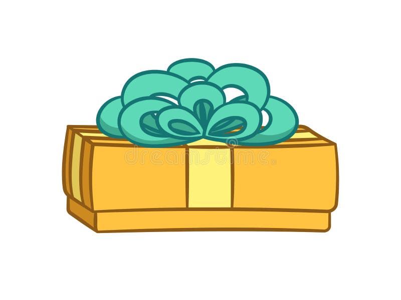 Gift Box with Bow Cartoon. Christmas or Birthday Present Illustration ...