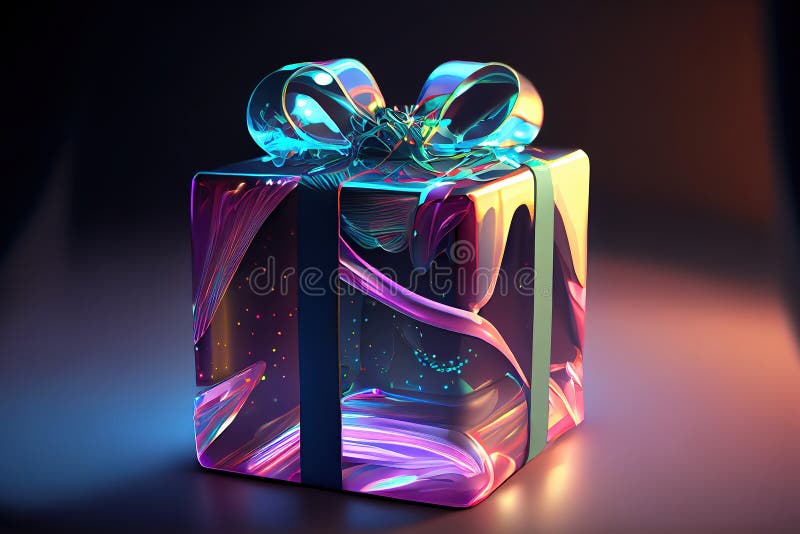 Gift Box with Bow and Light from within Stock Illustration ...