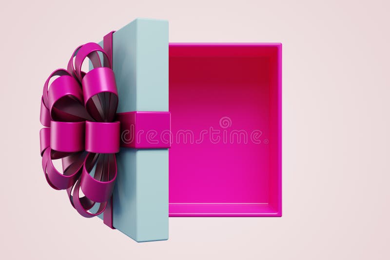 Gift Box with Bow and Open Lid. Stock Illustration - Illustration of ...