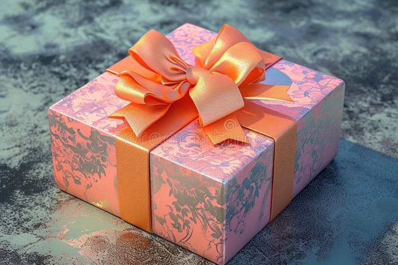 Gift Box and Bow in Orange Color Stock Image - Image of decoration ...