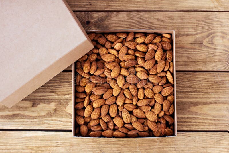Gift Box, Box of Nuts - Almonds Stock Photo - Image of stack, sweet ...
