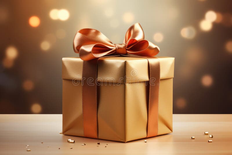 Gift Box in a Bright Wrapper with Ribbon and Bow Stock Image - Image of ...