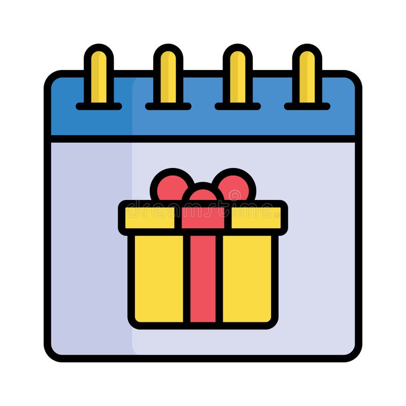 Gift Box on Calendar Showing Concept Vector of Birthday Calendar Stock ...