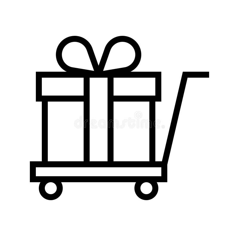 Gift Box on a Cart Vector Illustration, Line Style Icon Stock Vector ...