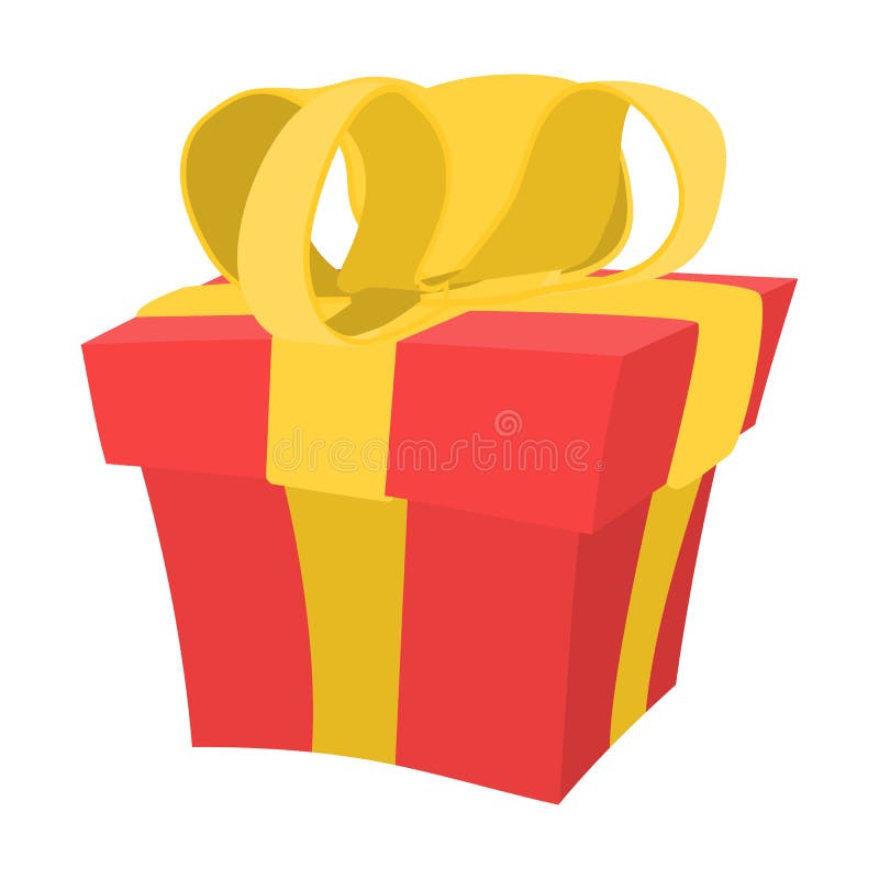Yellow Gift Box with a Red Ribbon Icon Cartoon Stock Vector ...