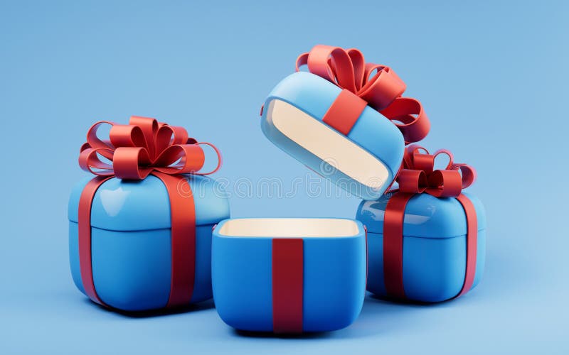 Gift Box with Cartoon Style, 3d Rendering Stock Illustration ...
