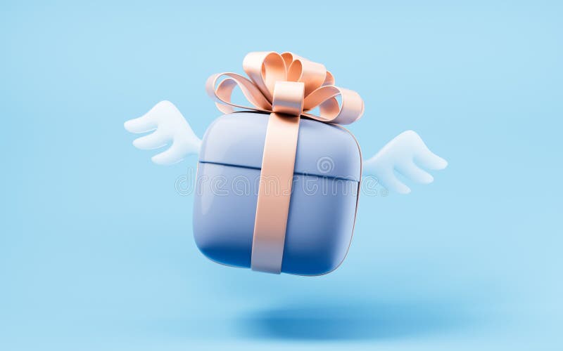 Gift Box with Cartoon Style, 3d Rendering Stock Illustration ...