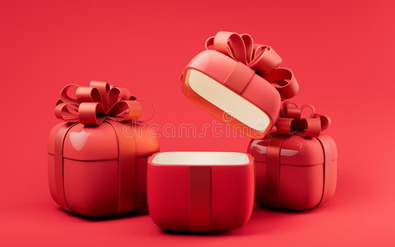 Gift Box with Cartoon Style, 3d Rendering Stock Illustration ...