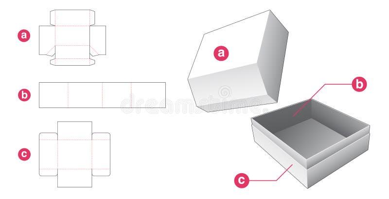 Gift Box with Chamfered Lid Die Cut Template Stock Vector ...