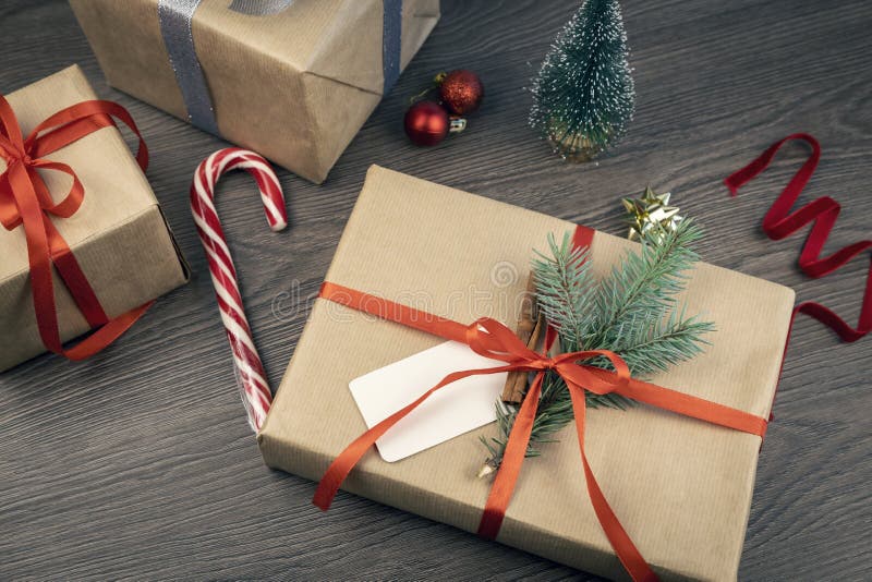 Gift Box with Christmas Decorations. View from Above. the Concept of ...