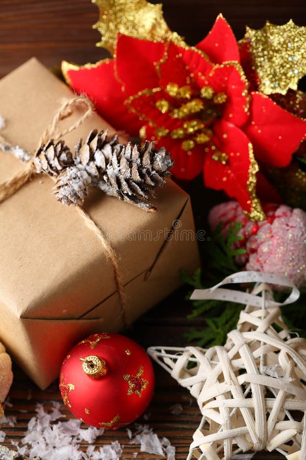 Gift Box with Christmas Ornament Stock Image - Image of decor, pine ...