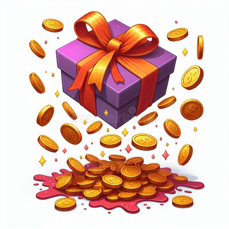 Gift box and coins stock image. Image of promo, cadeau - 299298793