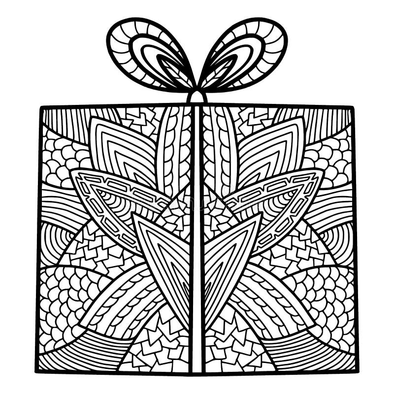 Gift Box Coloring Book Page. Vector Isolated on White Stock Vector ...