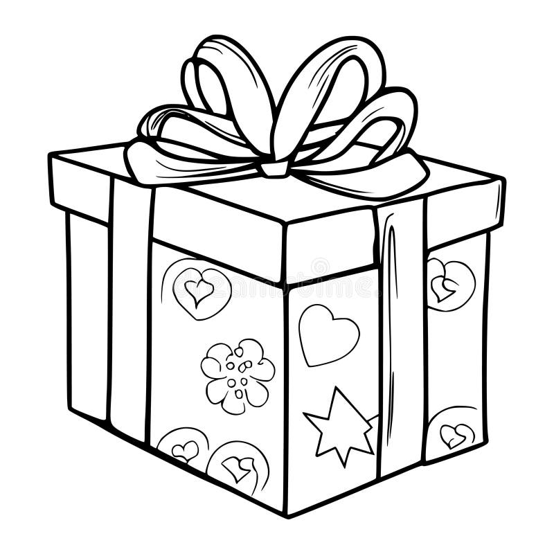 Gift Box Coloring Pages Drawing for Kids Stock Vector - Illustration of ...