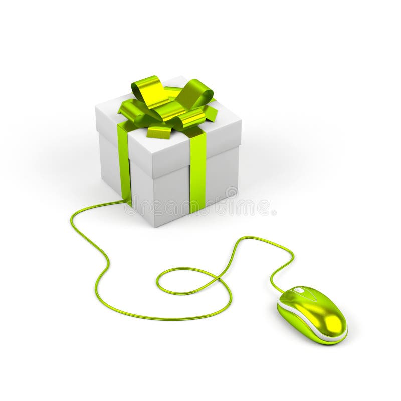 Gift Box Connected To a Computer Mouse. Stock Illustration ...