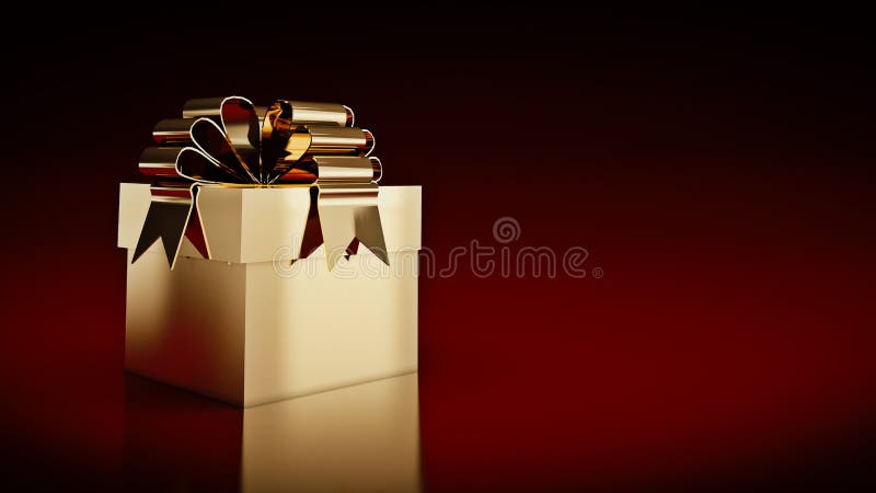 Gift box. 3d rendering stock illustration. Illustration of golden ...