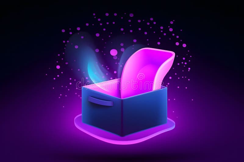 Gift Box on a Dark Magic Background with Light Bokeh. Festive ...