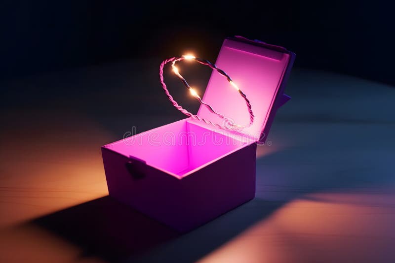 Gift Box on a Dark Magic Background with Light Bokeh. Festive ...