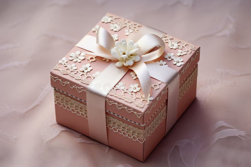 A Gift Box with a Delicate Lace Border Stock Illustration ...