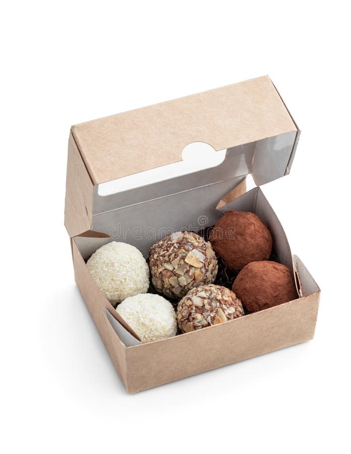 Gift Box of Delicious Truffles with Variety Sprinkling Isolated on ...