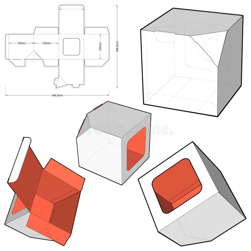 Gift Box and Die-cut Pattern. Stock Vector - Illustration of fold, food ...