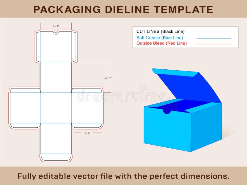 Gift Box, Dieline Template Vector Design Stock Vector - Illustration of ...