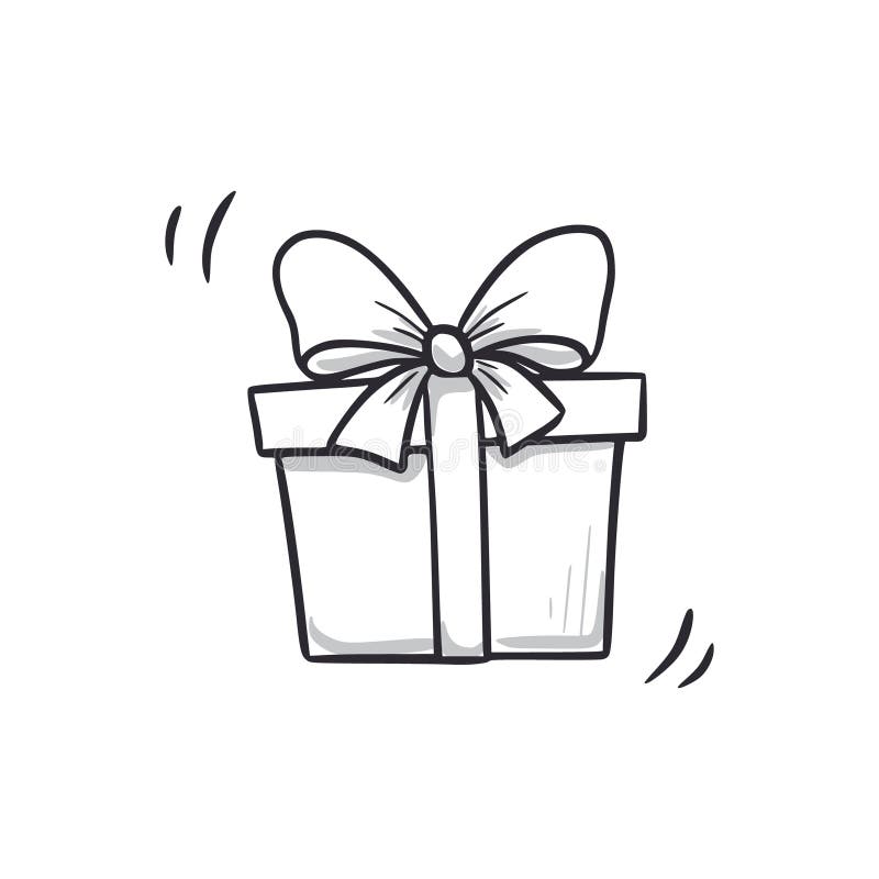 Gift Box Doodle Icon. Present Box Hand Drawn Sketch Style Icon. Gift ...