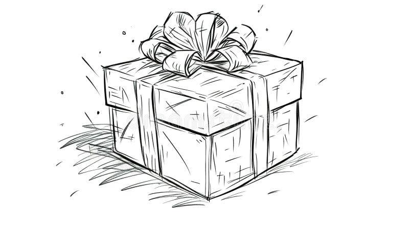 Gift Box Drawing on White Isolated Background, Generative AI. Stock ...