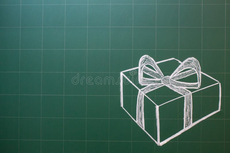 Gift Box Drawn in Chalk on a Blackboard 库存照片 - 图片 包括有 节假日, 活动: 168090074