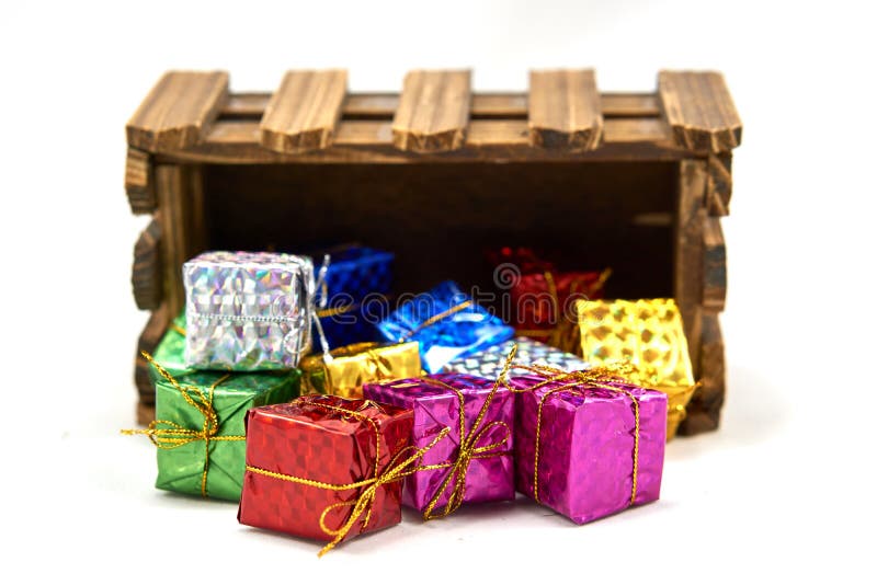 Gift Box Drop Off Wood Crate Stock Photo - Image of celebration ...