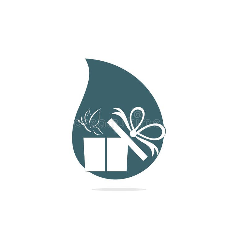 Gift Box Drop Shape Concept Vector Logo Design. Stock Vector ...