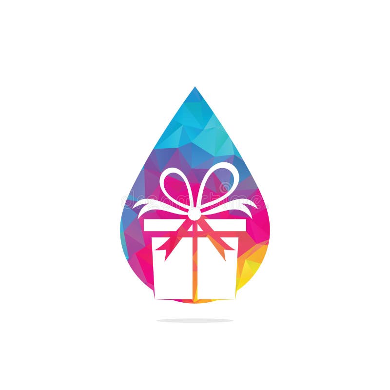 Gift Box Drop Shape Concept Vector Logo Design. Stock Vector ...