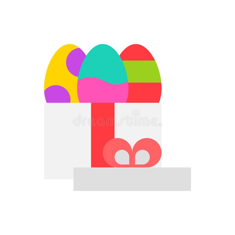 Gift Box with Easter Eggs Vector Illustration, Easter Flat Style Icon ...