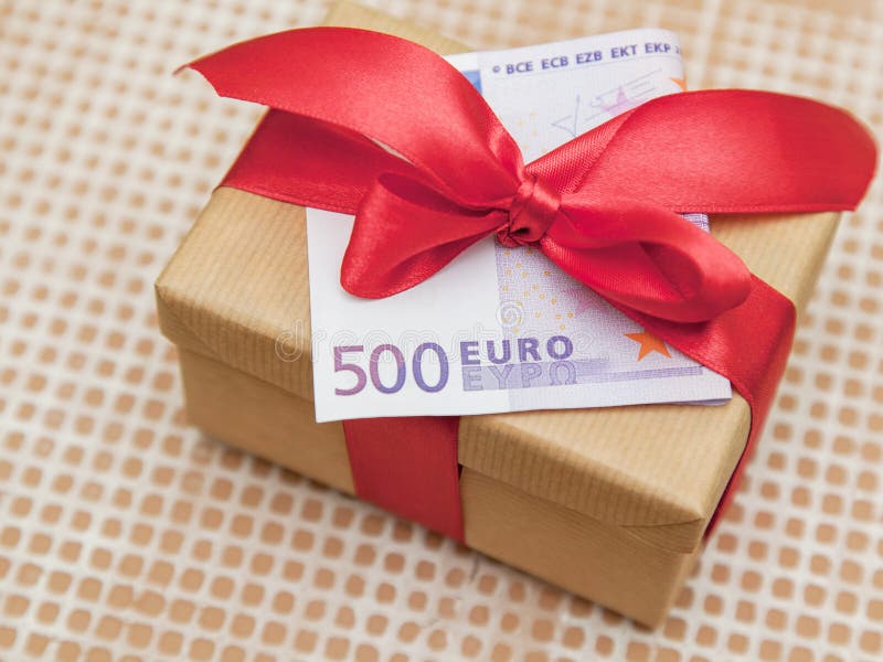 Gift Box with Euro Banknote Stock Photo - Image of gift, celebration ...