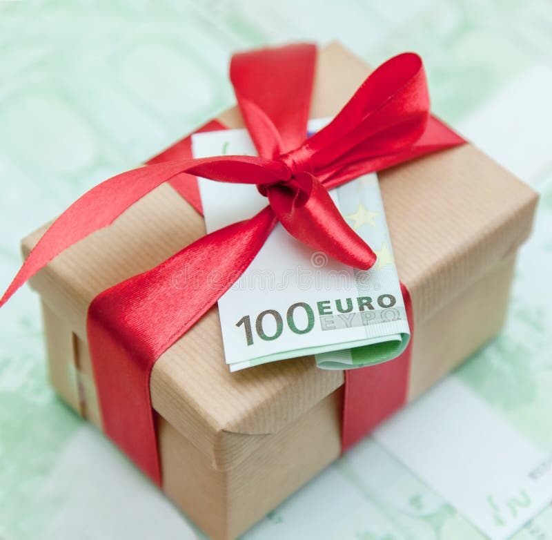 Gift Box with Euro Banknote Stock Image - Image of euro, currency: 36109075