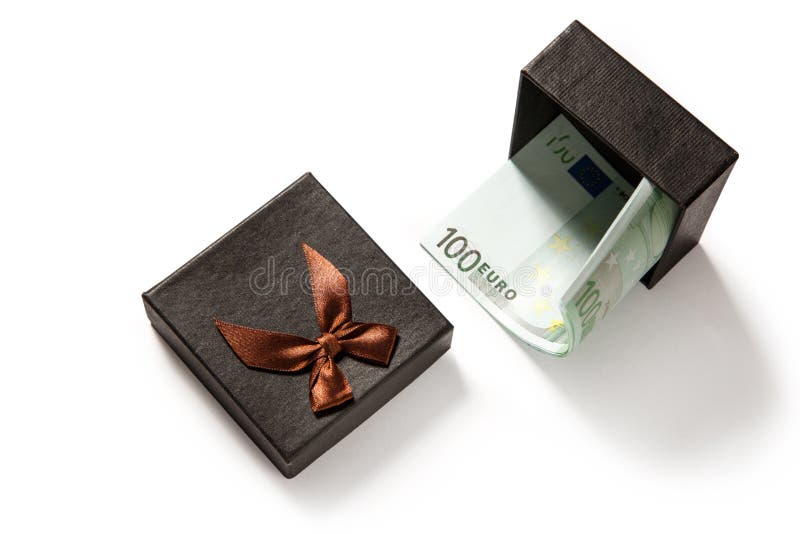 Gift Box with Euro Banknotes Stock Image - Image of festive, euro: 87262385