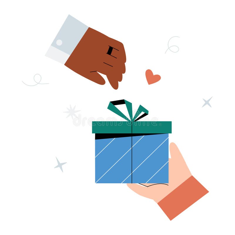 Gift Box Exchange in Flat Vector Illustration Symbolizing Giving ...