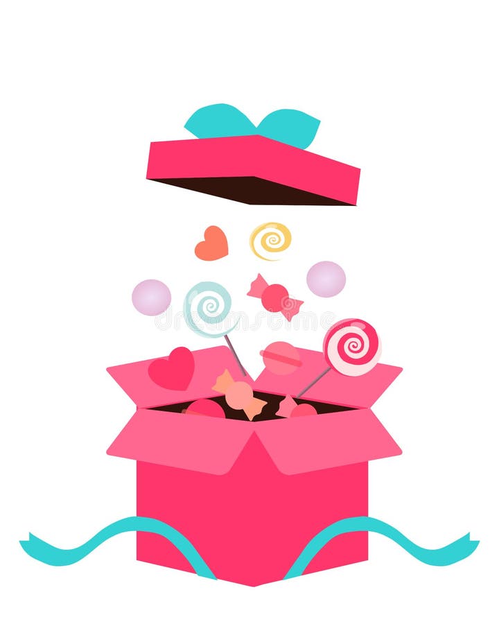 Gift Box Filled with Candy, Vector Graphics Stock Vector - Illustration ...
