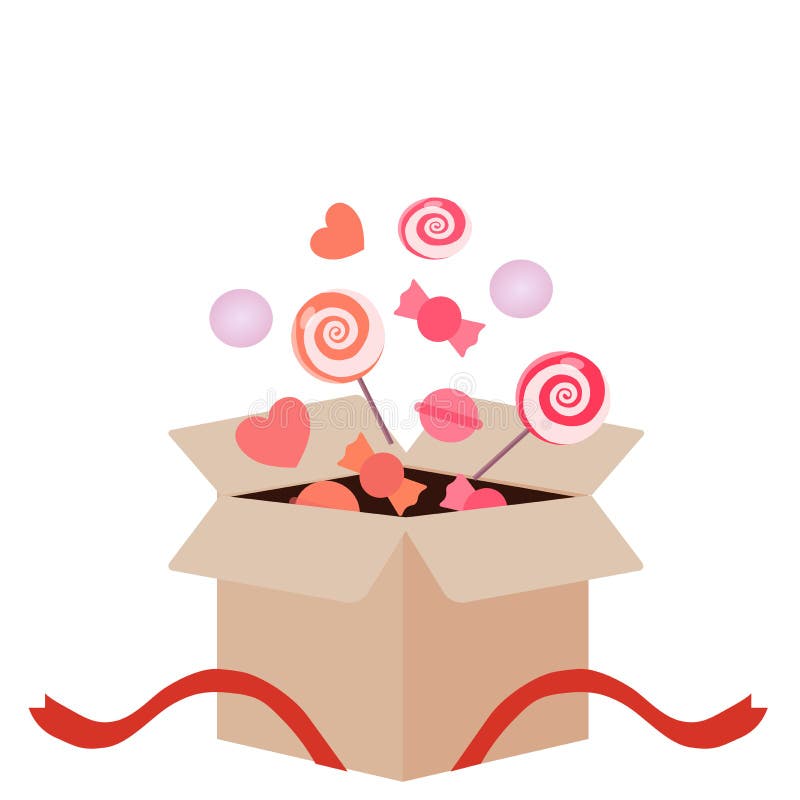 Gift Box Filled with Candy, Vector Graphics Stock Vector - Illustration ...