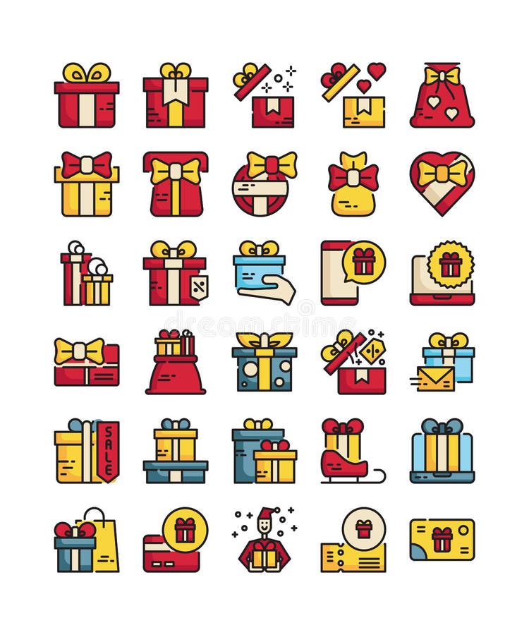 Gift Box Filled Outline Icon Stock Vector - Illustration of holiday ...