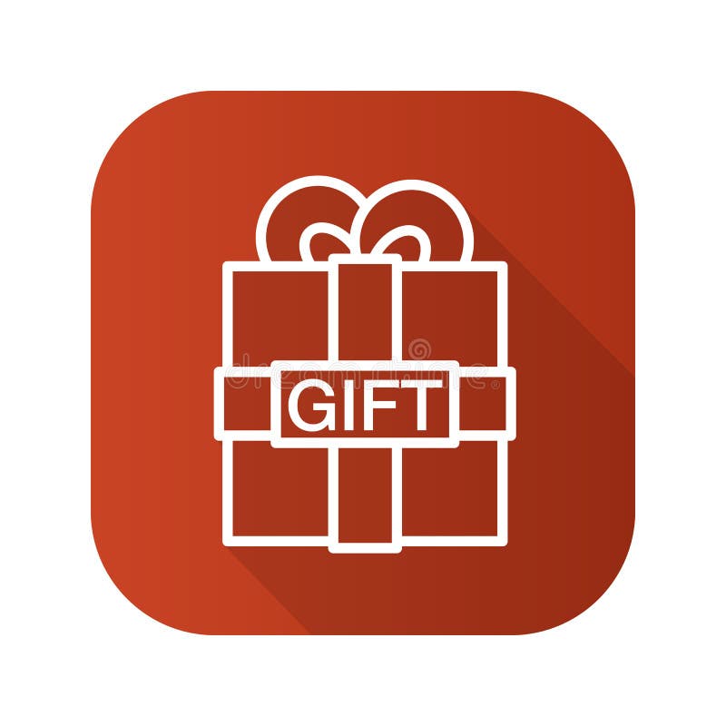 Gift Box Flat Linear Long Shadow Icon. Vector Line Symbol. Stock Vector ...