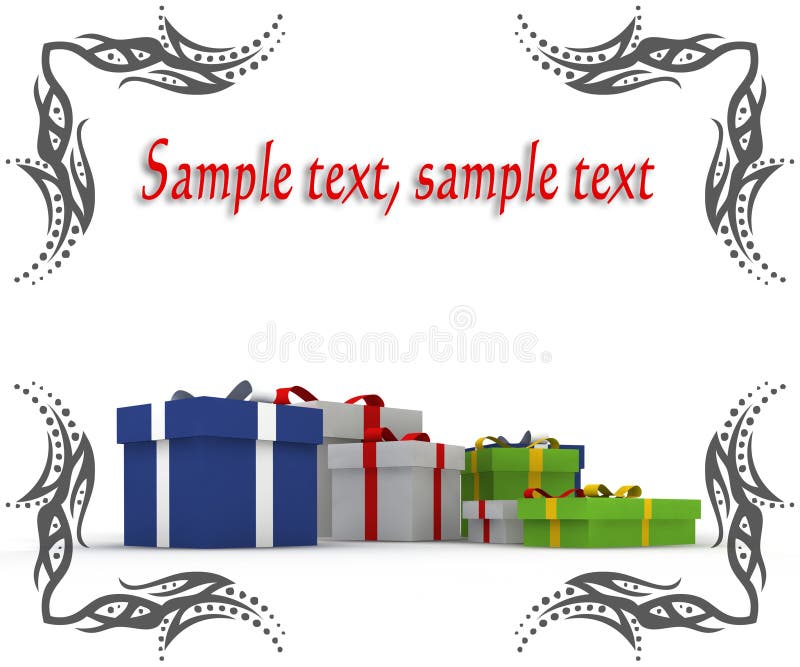 Gift Box with Floral Border Stock Illustration - Illustration of ...