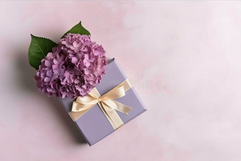 Gift Box with Flower Gift Box with Flowers Gift Box and Flowers Stock ...