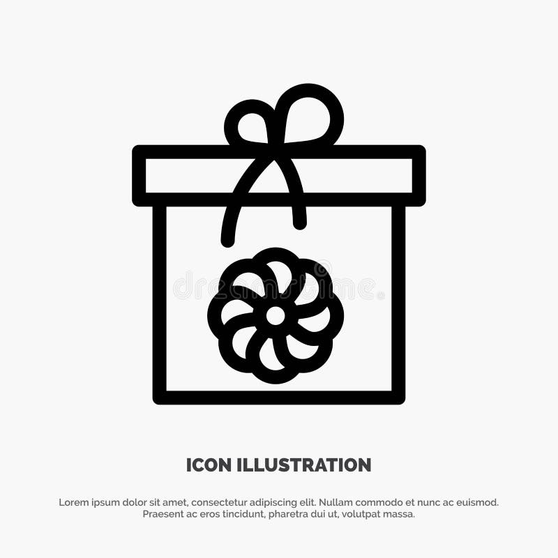Gift, Box, Flower, Spring Line Icon Vector Stock Vector - Illustration ...