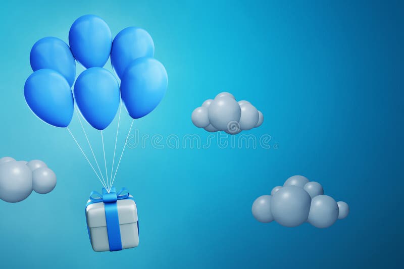 Gift Box Flying on 3d Illustrations Stock Illustration - Illustration ...