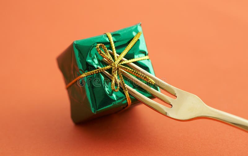 Gift box with fork stock image. Image of occasion, shiny - 7330721