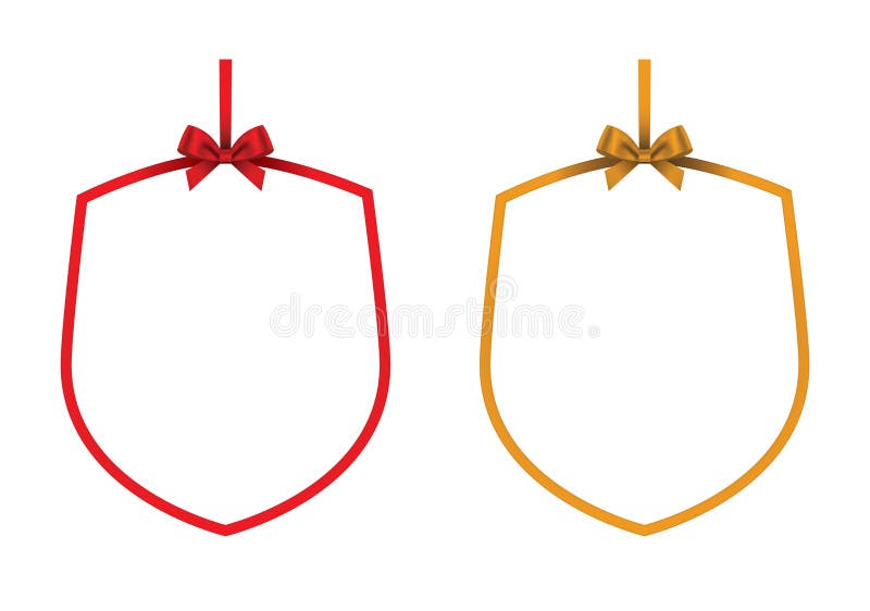 Gift Box Frame Shield Shape with Bow Stock Vector - Illustration of ...