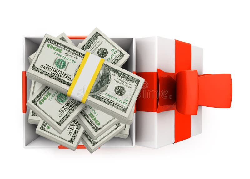 Gift box full with dollars stock illustration. Illustration of full ...